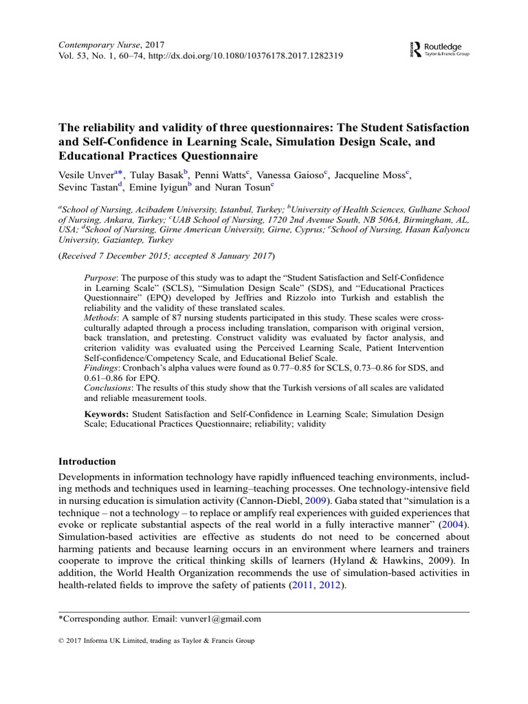 The Reliability and Validity of Three Qu | PDF | Cronbach's Alpha ...