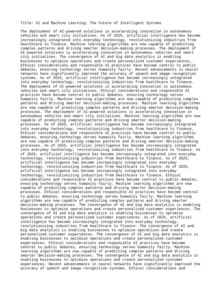 AI and Machine Learning The Future of Intelligent Systems | PDF | Artificial Intelligence ...