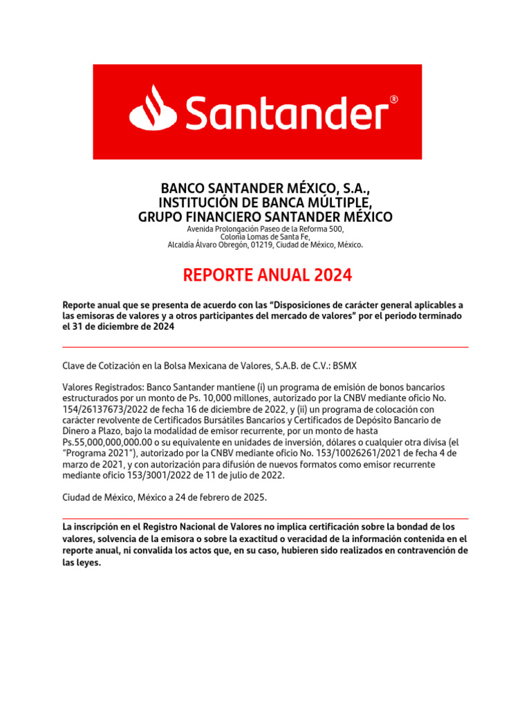 Informe Anual BSMX 2024 | PDF | Interés | Bancos