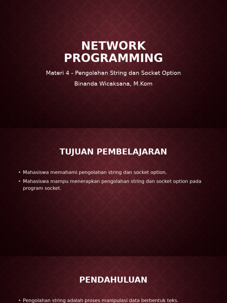 Materi 4 - Pengolahan String Dan Socket Option | PDF