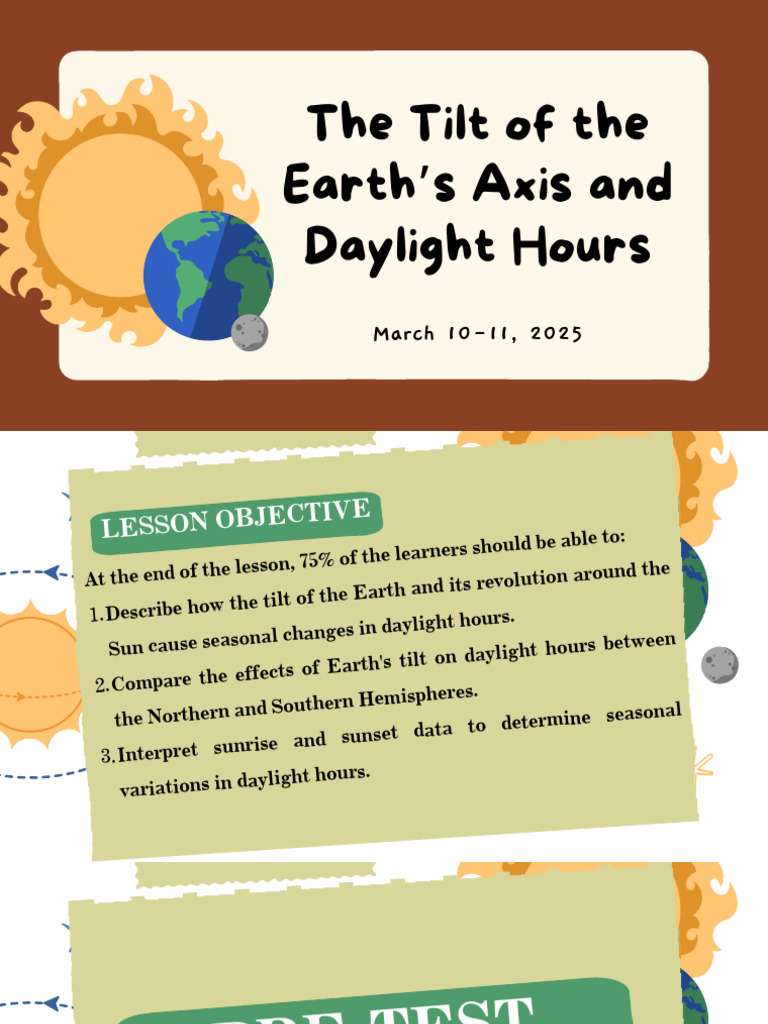 Tilt of The Earth's Axis and Daylight Hours | PDF | Equator | Earth