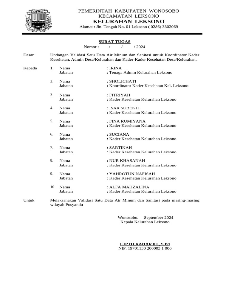 2._Surat_Tugas_Validasi_Data[1]admin 2 | PDF