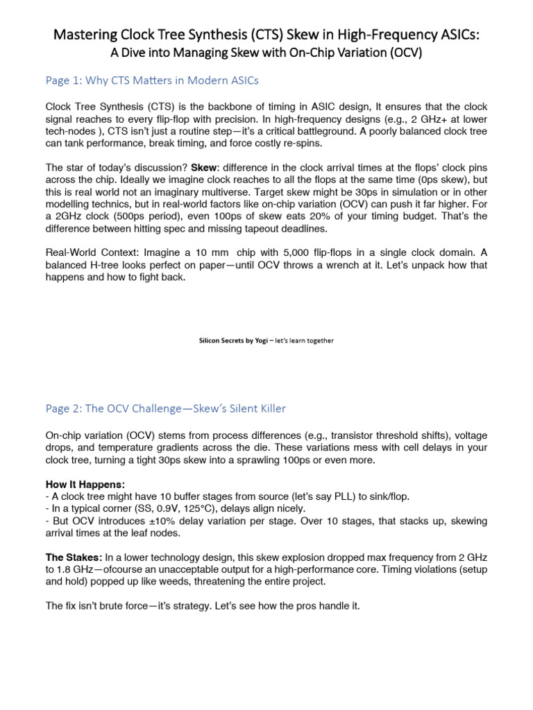 CTS and OCV (Killer of Skew) | PDF | Integrated Circuit | Digital Electronics