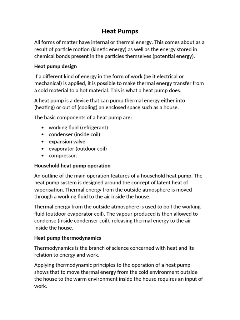 Understanding Heat Pumps and Thermodynamics | PDF