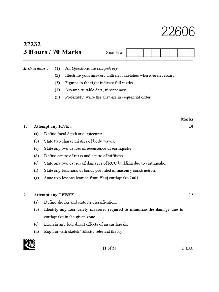 22606-2023-Summer-Question-Paper (Msbte Study Resources) | PDF | Earthquakes | Earthquake ...