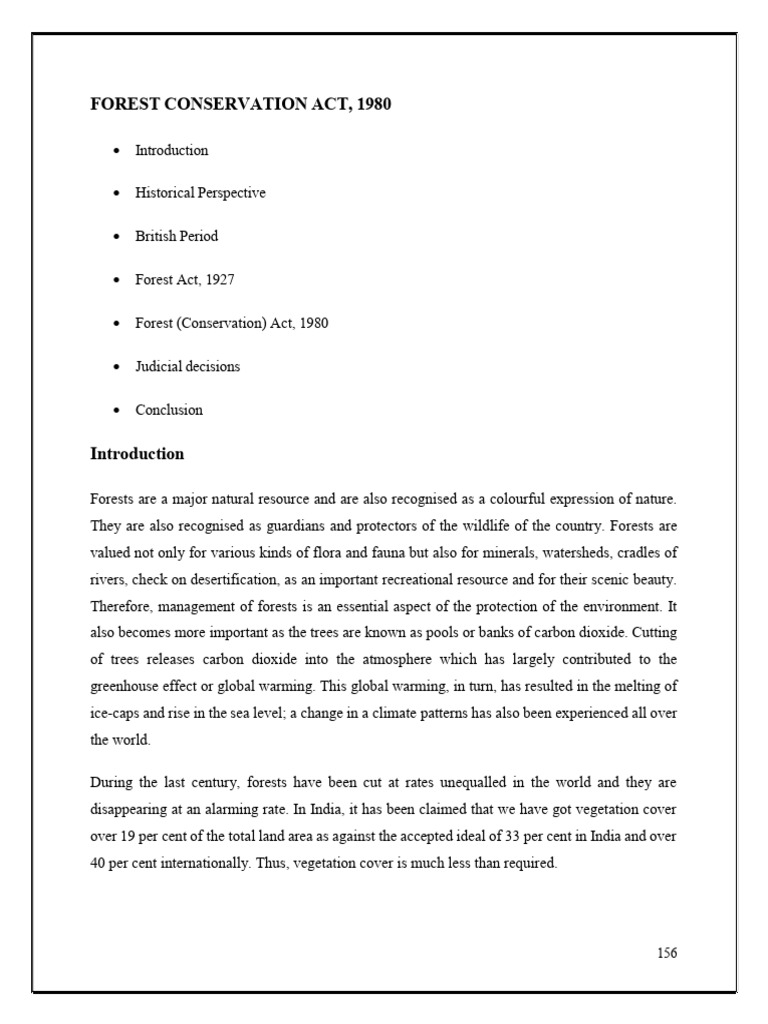 Overview of the Forest Conservation Act 1980 | PDF | Forests | Climate ...