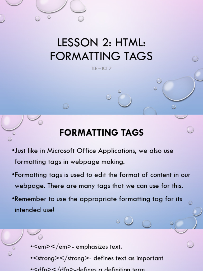 HTML Formatting Tags Explained | PDF