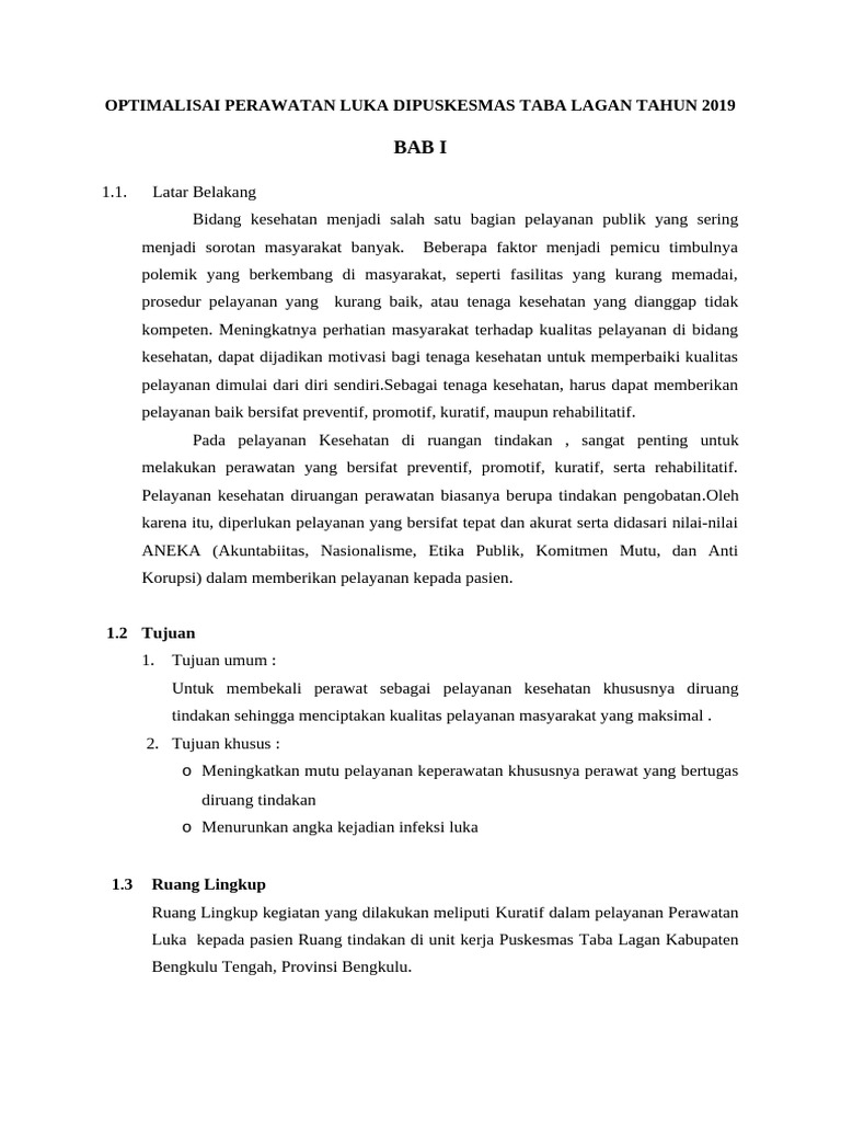 Gambaran Perawatan Luka Dipuskesmas Taba Lagan Tahun 2019 | PDF