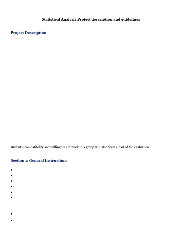 STA100 Winter 2025 - Project Guidelines | PDF | Probability Distribution | Statistics