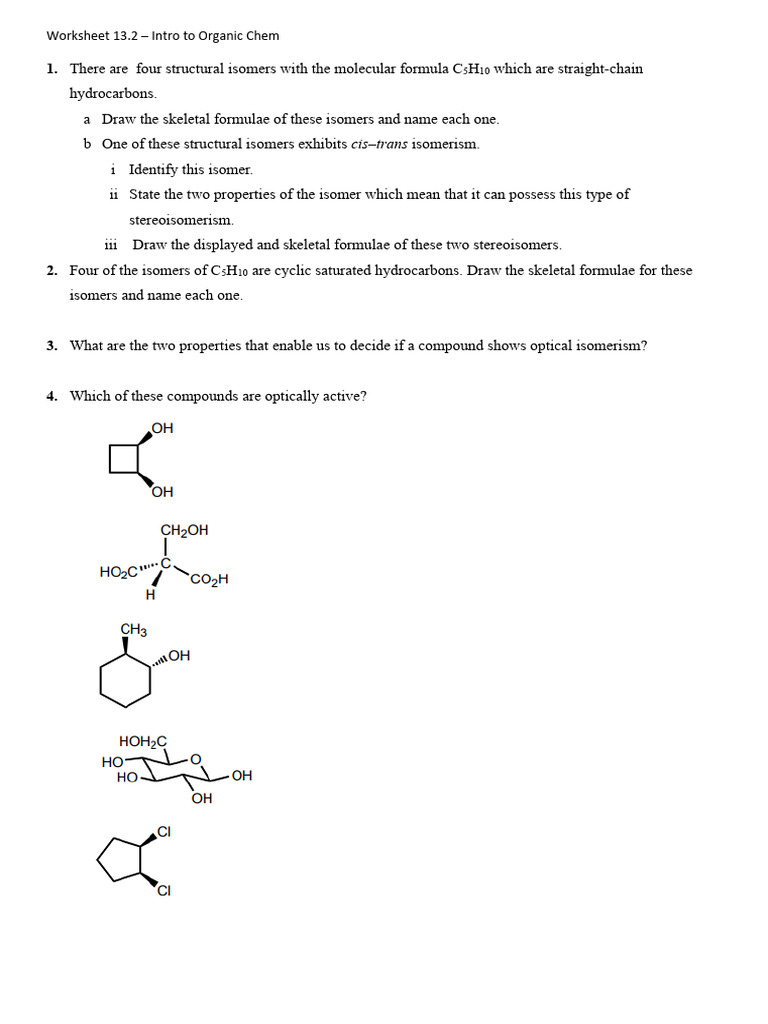 Geometric Isomers of C5H10 Explained | PDF