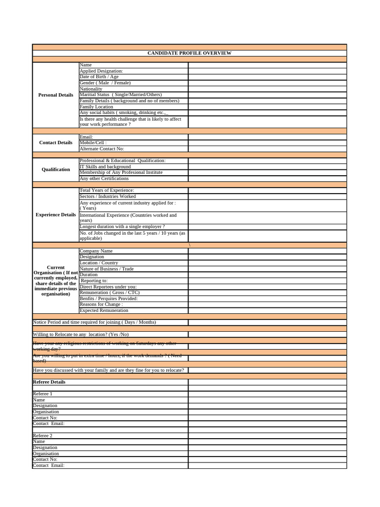 Candidate Profile Overview 2023 | PDF