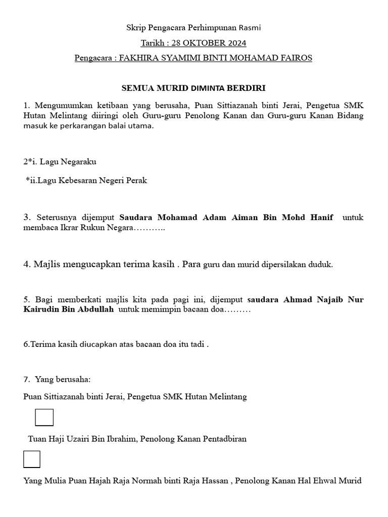 TEKS PERHIMPUNAN RASMI m32 | PDF