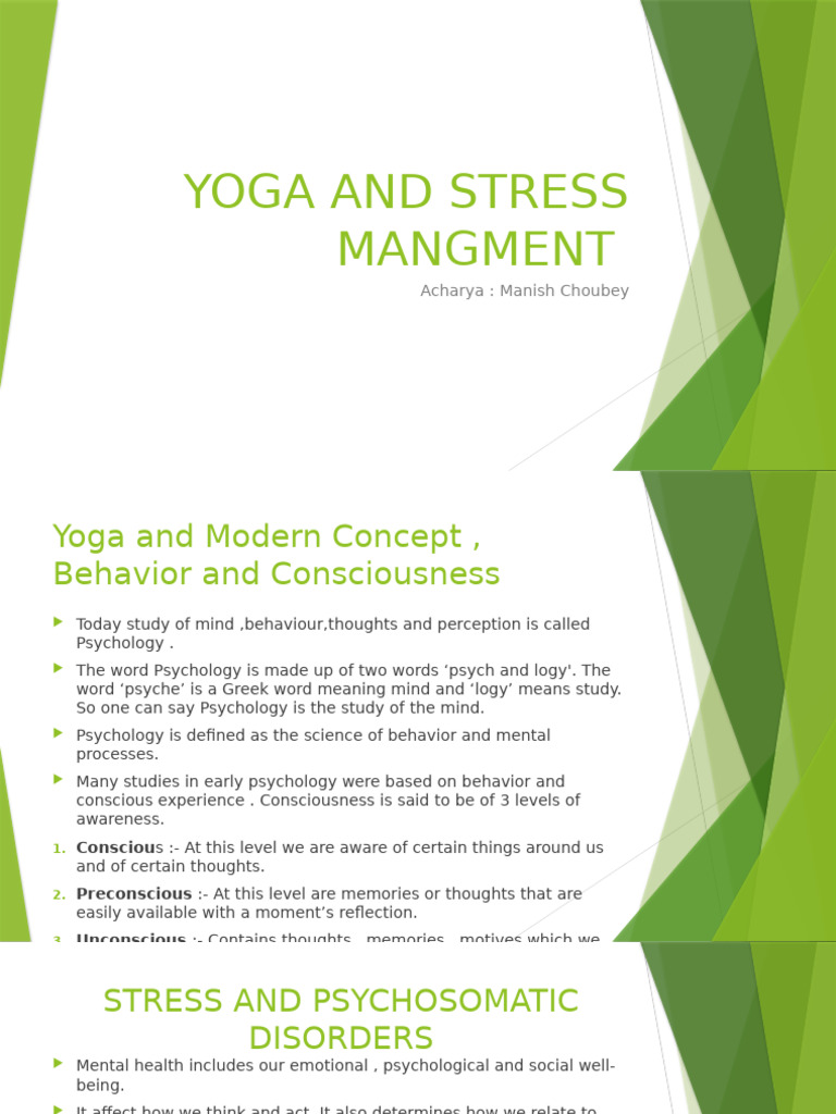 Yoga and Stress Mangment | PDF | Mind | Thought