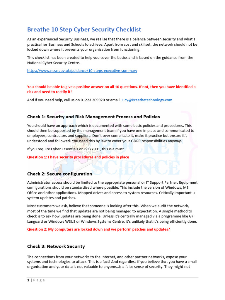 Cyber Security Essentials Checklist | PDF | Computer Security | Security