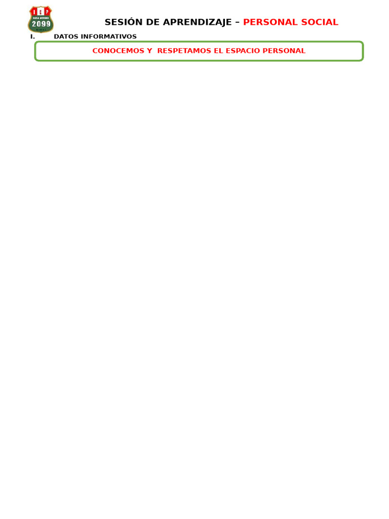 Respetando el Espacio Personal Infantil | PDF | Aprendizaje | Evaluación