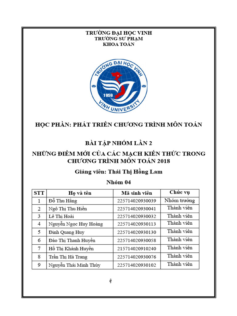 BTAP PTCT MÔN TOÁN LẦN 2 NHÓM 4 | PDF
