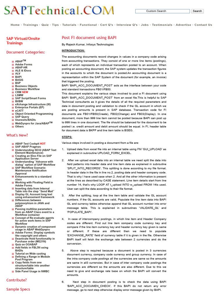 Post FI Document Using BAPI - 2 | PDF | Software Engineering | Computing