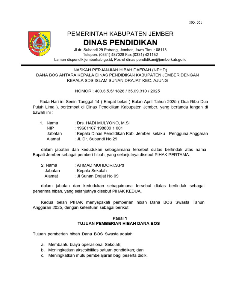 NPHD Tahap 1 Bosp 2025 | PDF