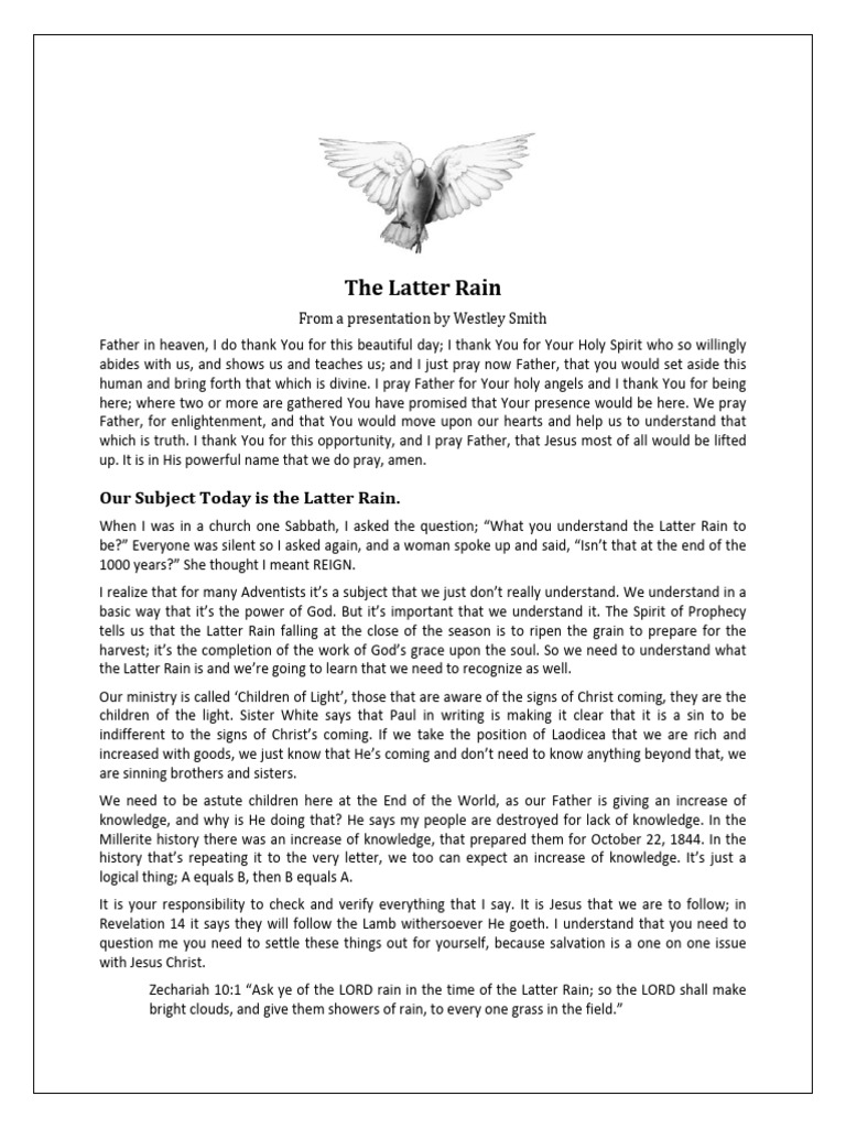 The Latter Rain | PDF | Jesus | Prophecy