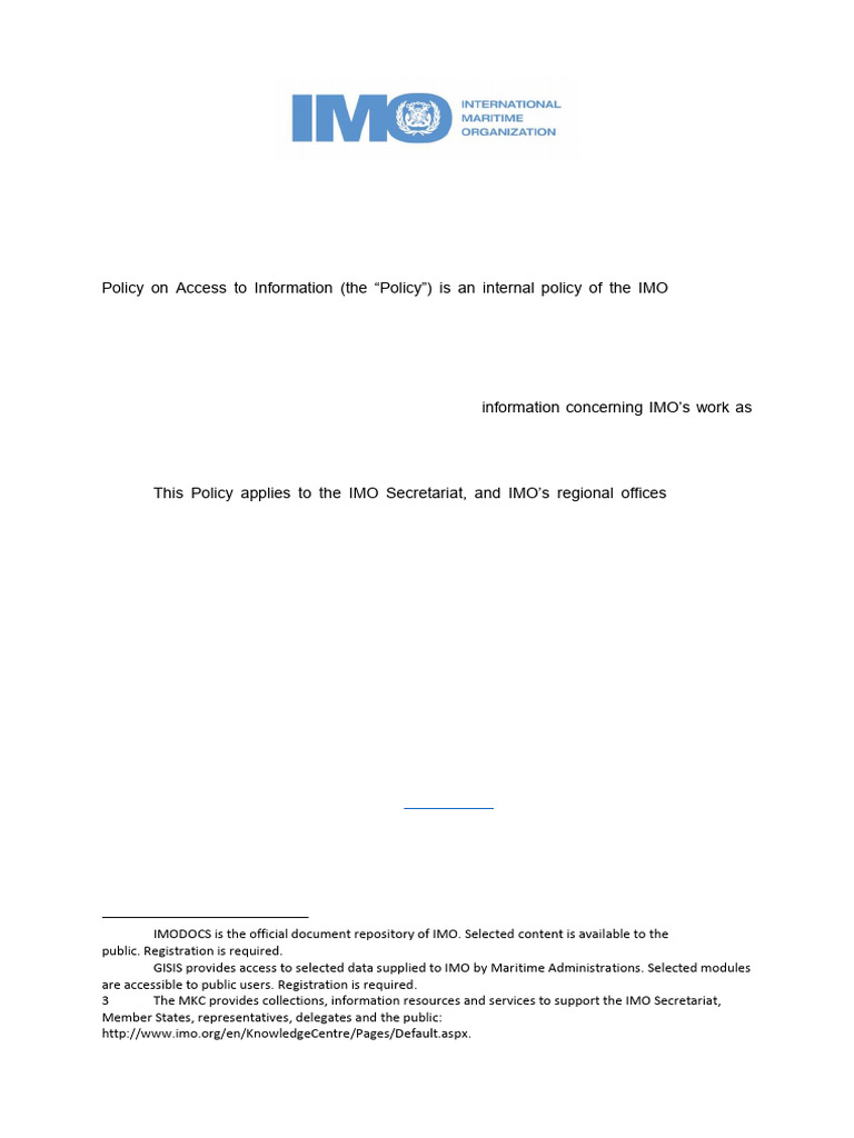 IMO Information Access Policy | PDF | Freedom Of Information Laws By ...