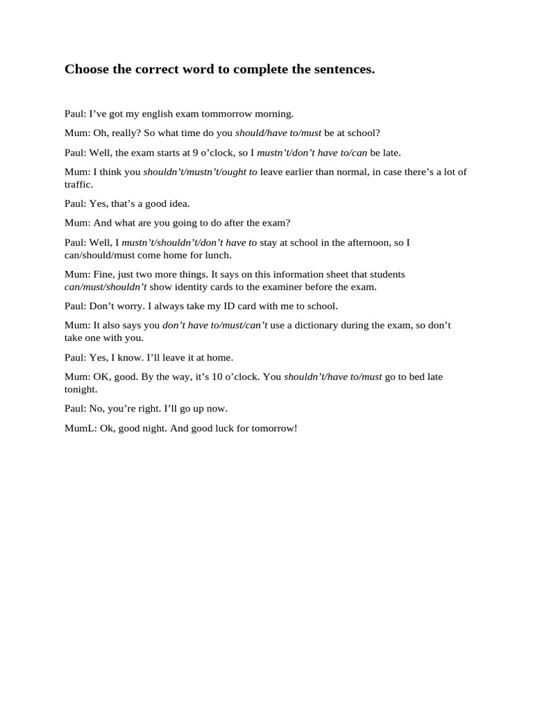 Modal of Obligation Exercise 1 | PDF