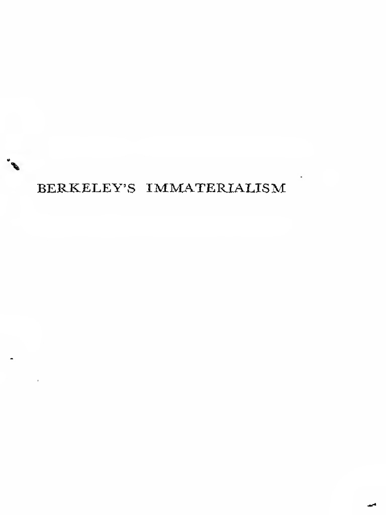 Berkeleys Immaterialism Text | PDF | John Locke | Epistemology