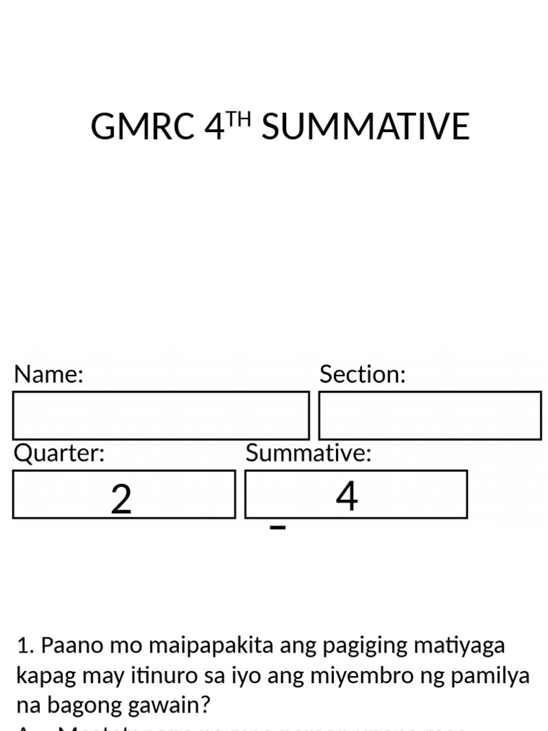4th Summative Test Gmrc Pdf