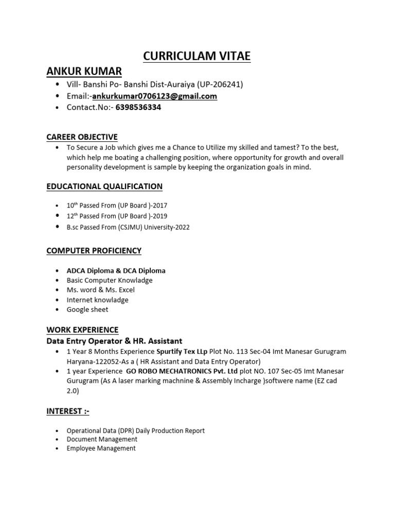 Ankur CV | PDF