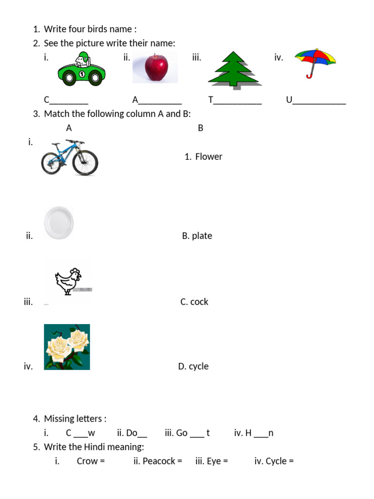 Educational Worksheet for Kids | PDF