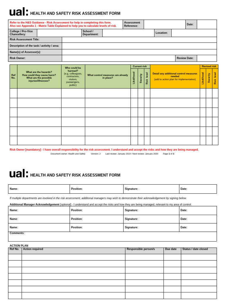 General Risk Assessment Form TEMPLATE 1 2 | PDF | Risk | Occupational ...