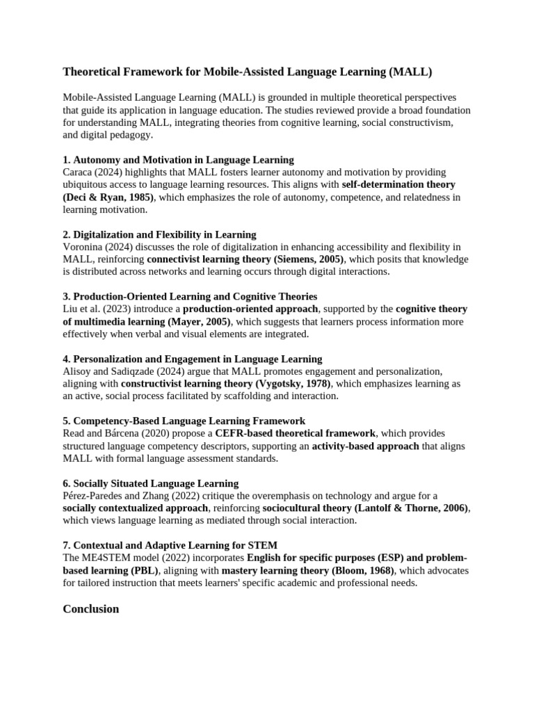 Theoretical Framework for MALL | PDF | Constructivism (Philosophy Of ...