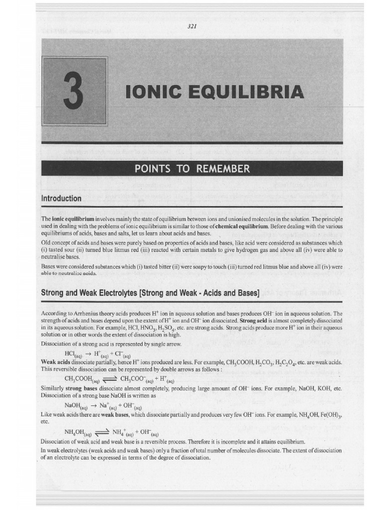 Ionic Equilibria | PDF