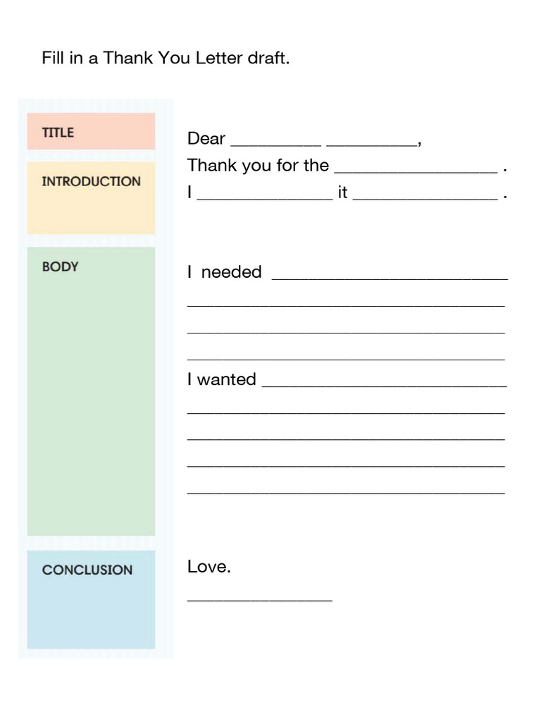 Fill in A Thank You Letter Draft | PDF