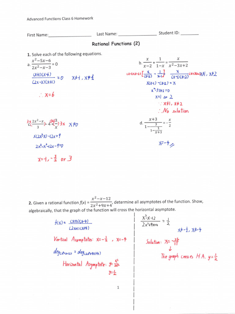 Class06 Advanced Functions HW Answer Key | PDF