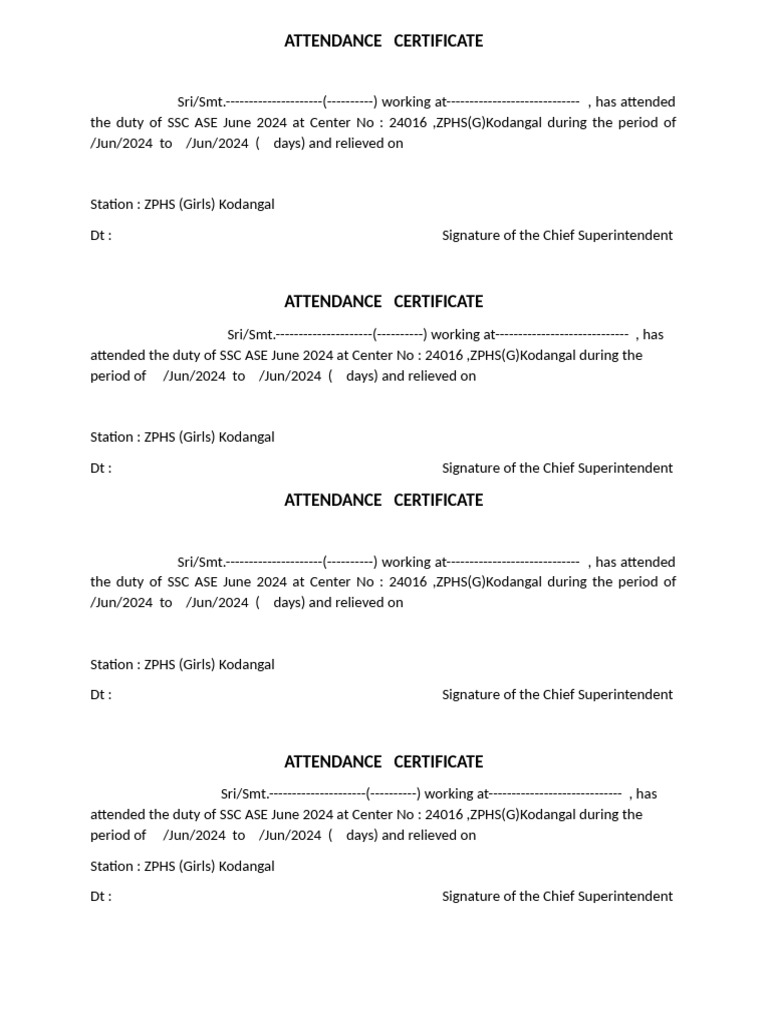 Attendance Ase June 2024 | PDF