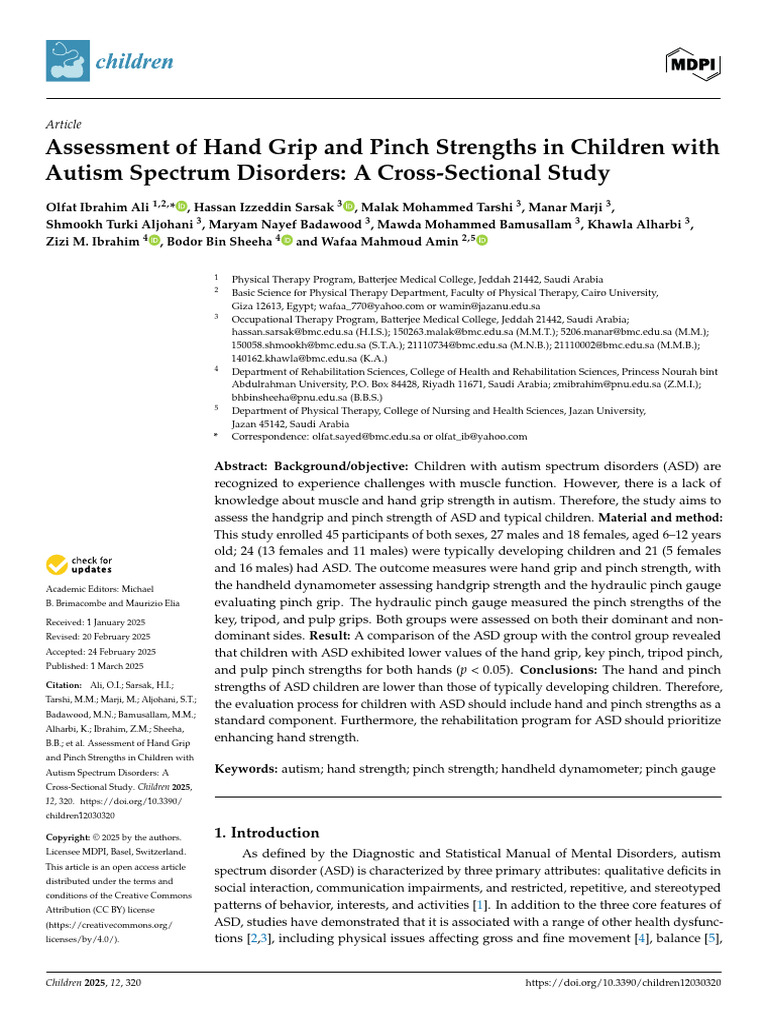 Assessment of Hand Grip and Pinch Strengths in Chi | PDF