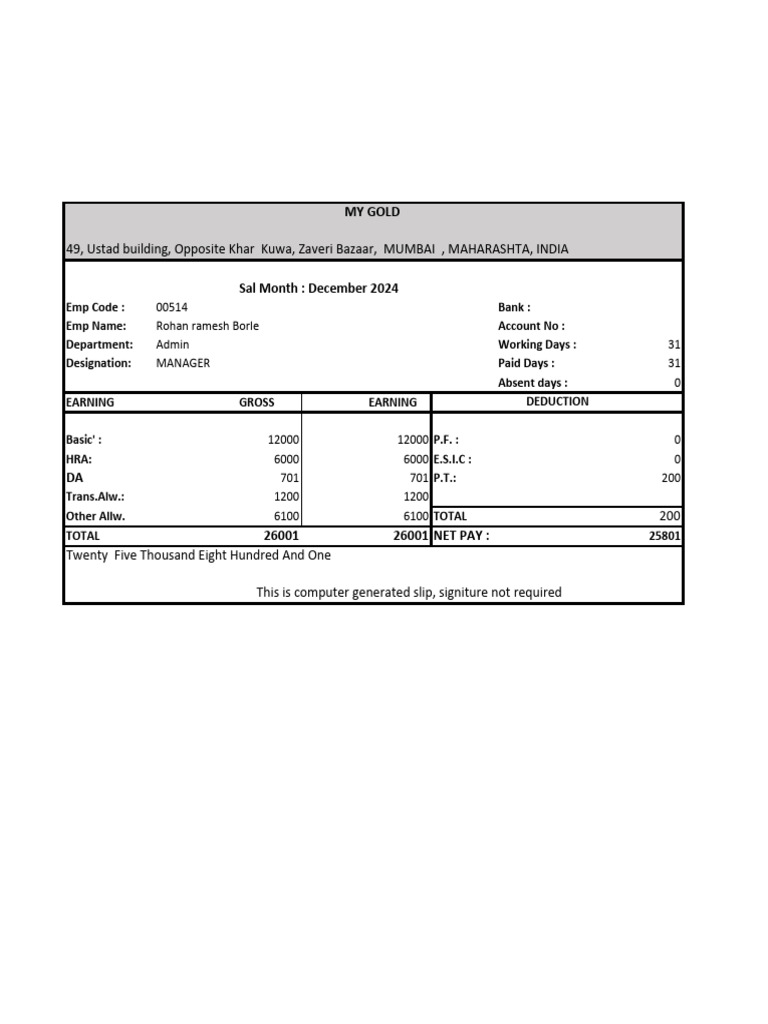 Ravi Oct Pay Slip | PDF