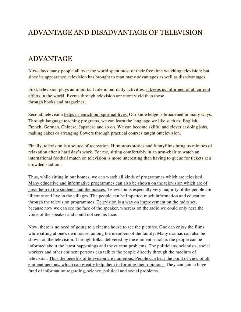 Advantage and Disadvantage of Television | PDF | Television | Crime ...