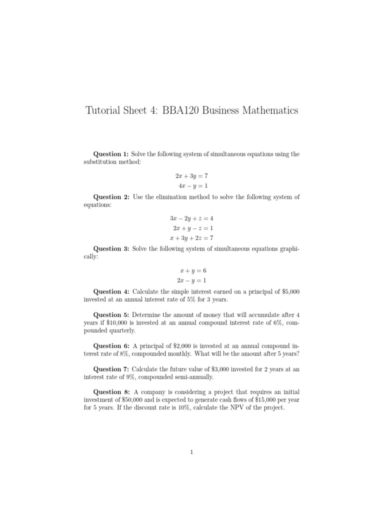BBA120_TUTORIAL SHEET 4 (1) | PDF
