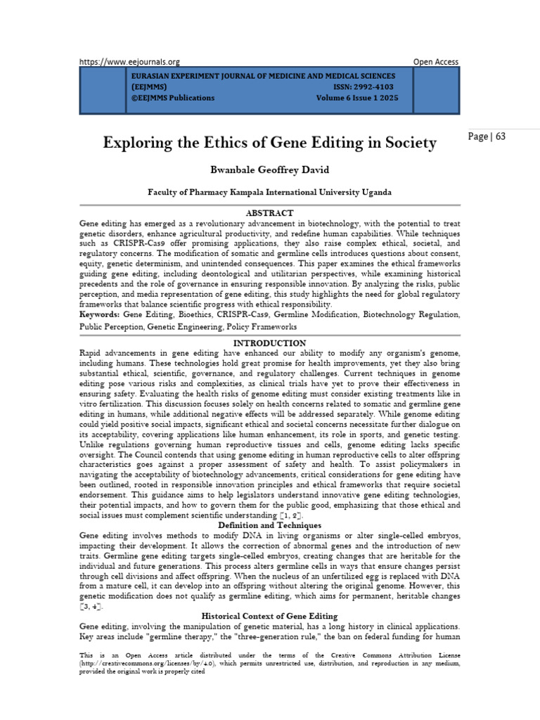 Exploring The Ethics of Gene Editing in Society (WWW - Kiu.ac - Ug ...