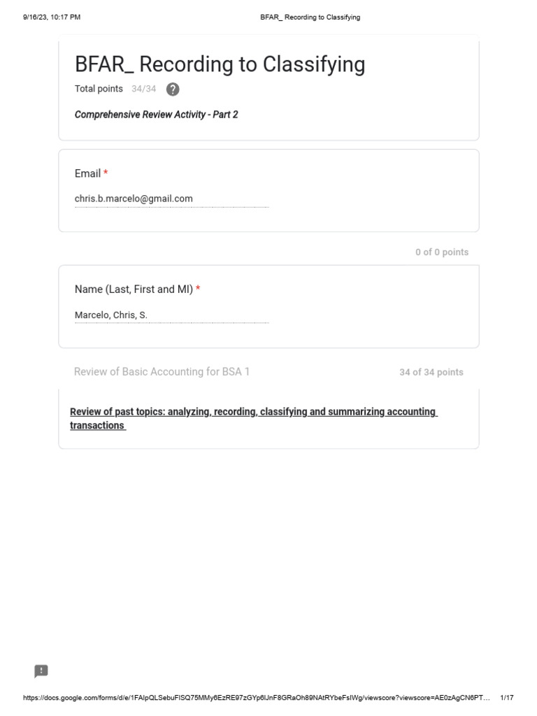 Results II BFAR - Recording To Classifying | PDF | Debits And Credits ...