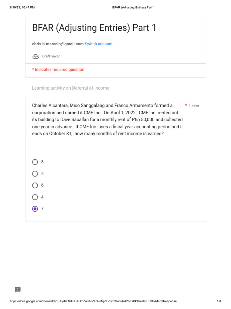 BFAR (Adjusting Entries) Part 1 Test p3 V1 | PDF