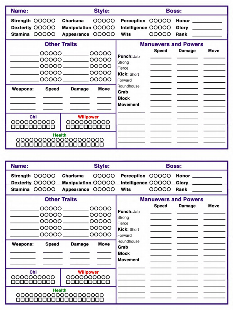 Street Fighter - The Storytelling Game (NPC Sheets)_text | PDF