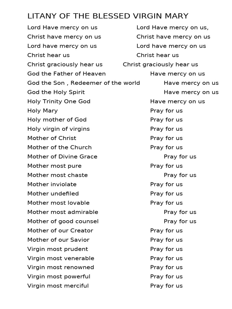 Litany of the Blessed Virgin Mary | PDF | Religious Belief And Doctrine ...