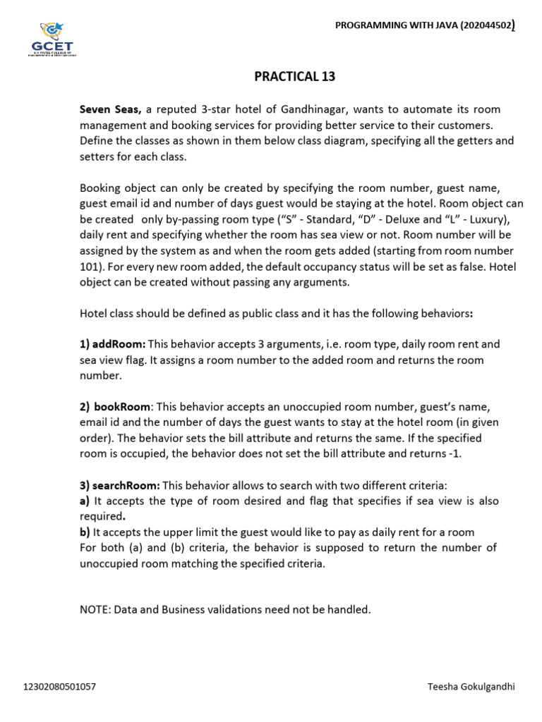 Java Hotel Room Management System | PDF | Boolean Data Type | Integer ...