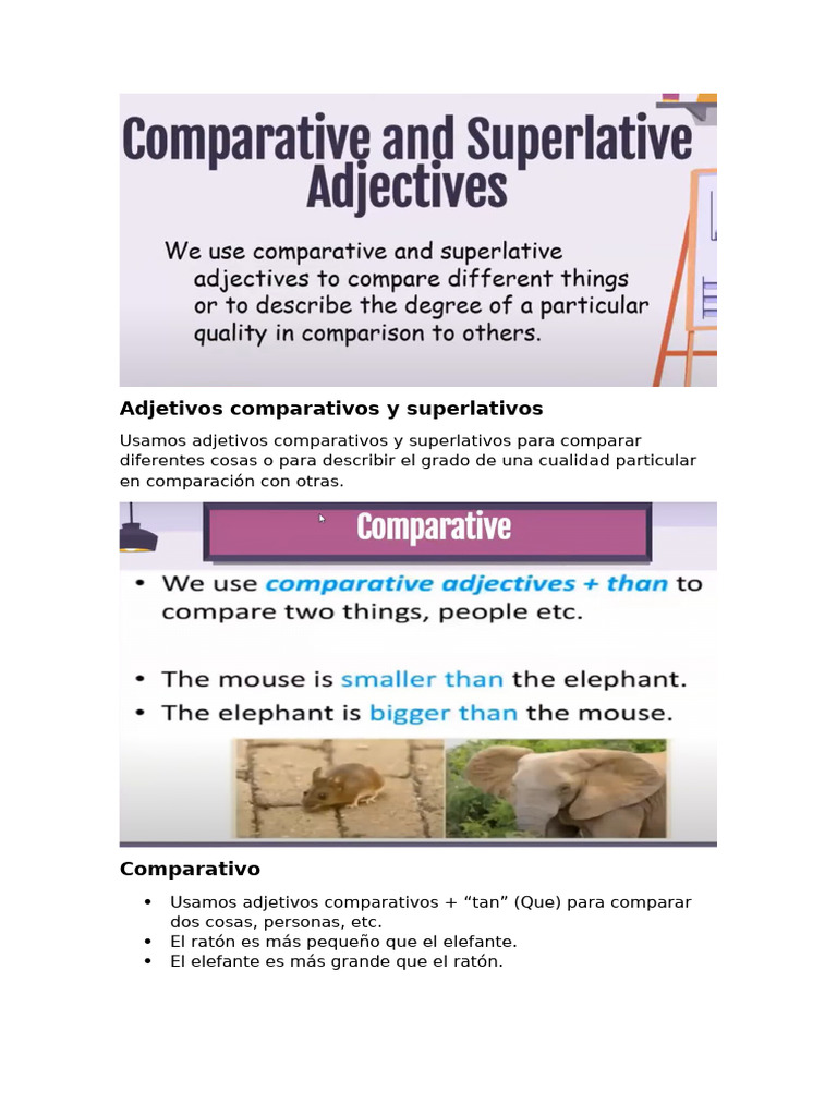 Comparativos y superlativos en español | PDF