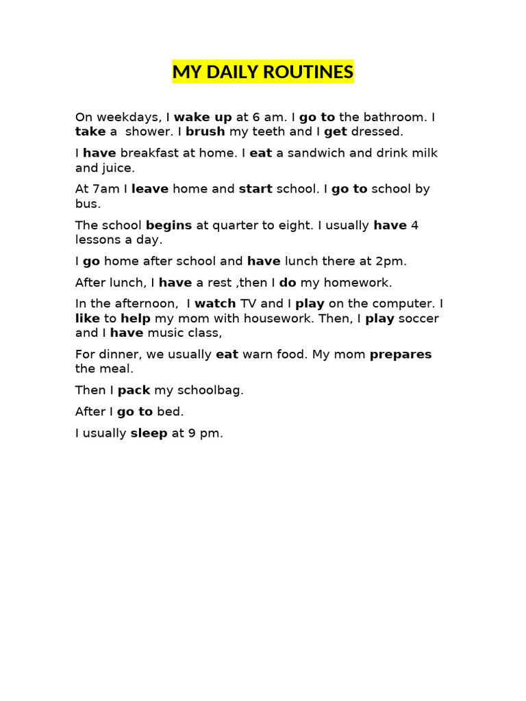 My Daily Routines | PDF