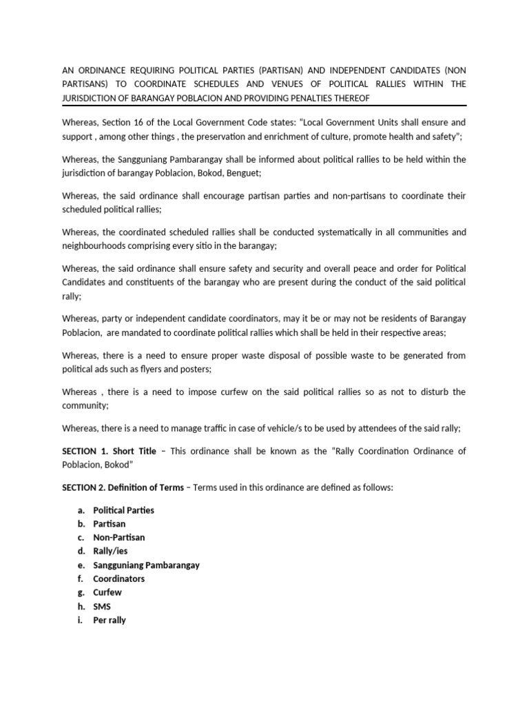 Ordinance Coordination of Rallies | PDF | Legal Documents | Public Law