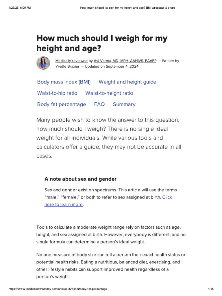 Nomal Body Mass Index | PDF