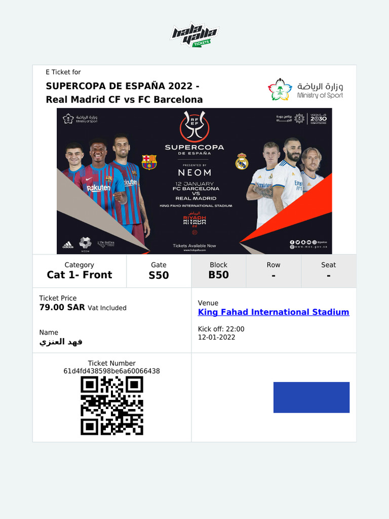 Supercopa España 2022 Ticket Info | PDF